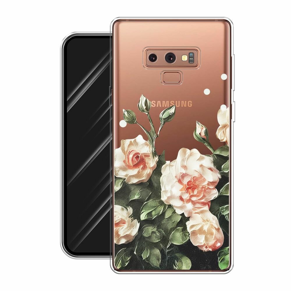 Чехол на Samsung Galaxy Note 9 / Самсунг Галакси Нот 9 с принтом "Цветочная картина 2", прозрачный — фото 1