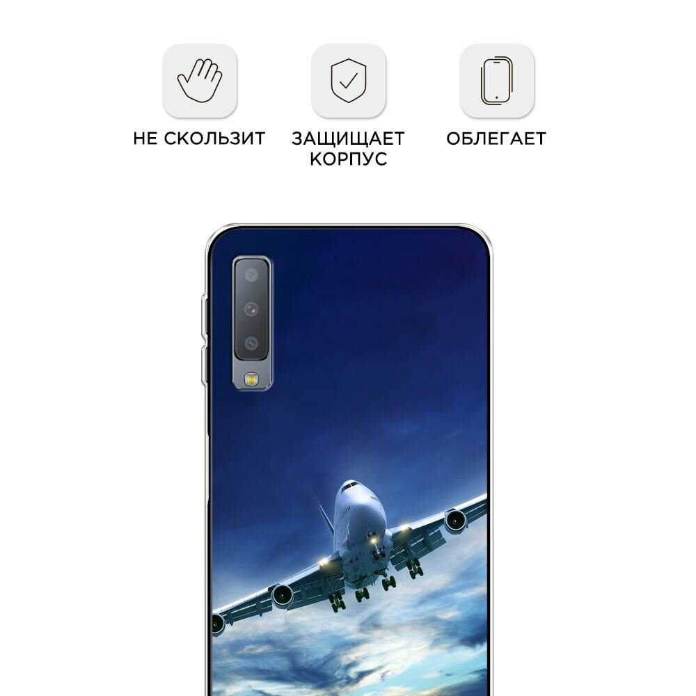 Чехол на Samsung Galaxy A7 2018 / Самсунг Галакси А7 2018 с принтом "Самолет в небе" — фото 1