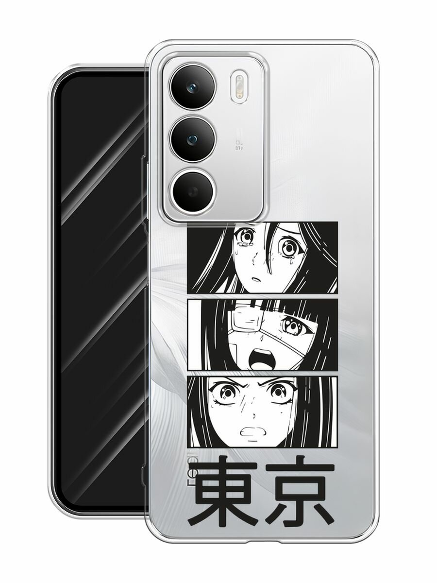 Чехол на Realme C71/P3 Lite 4G / Реалми С71/P3 Лайт 4G с принтом "Tokyo girls", прозрачный — фото 1