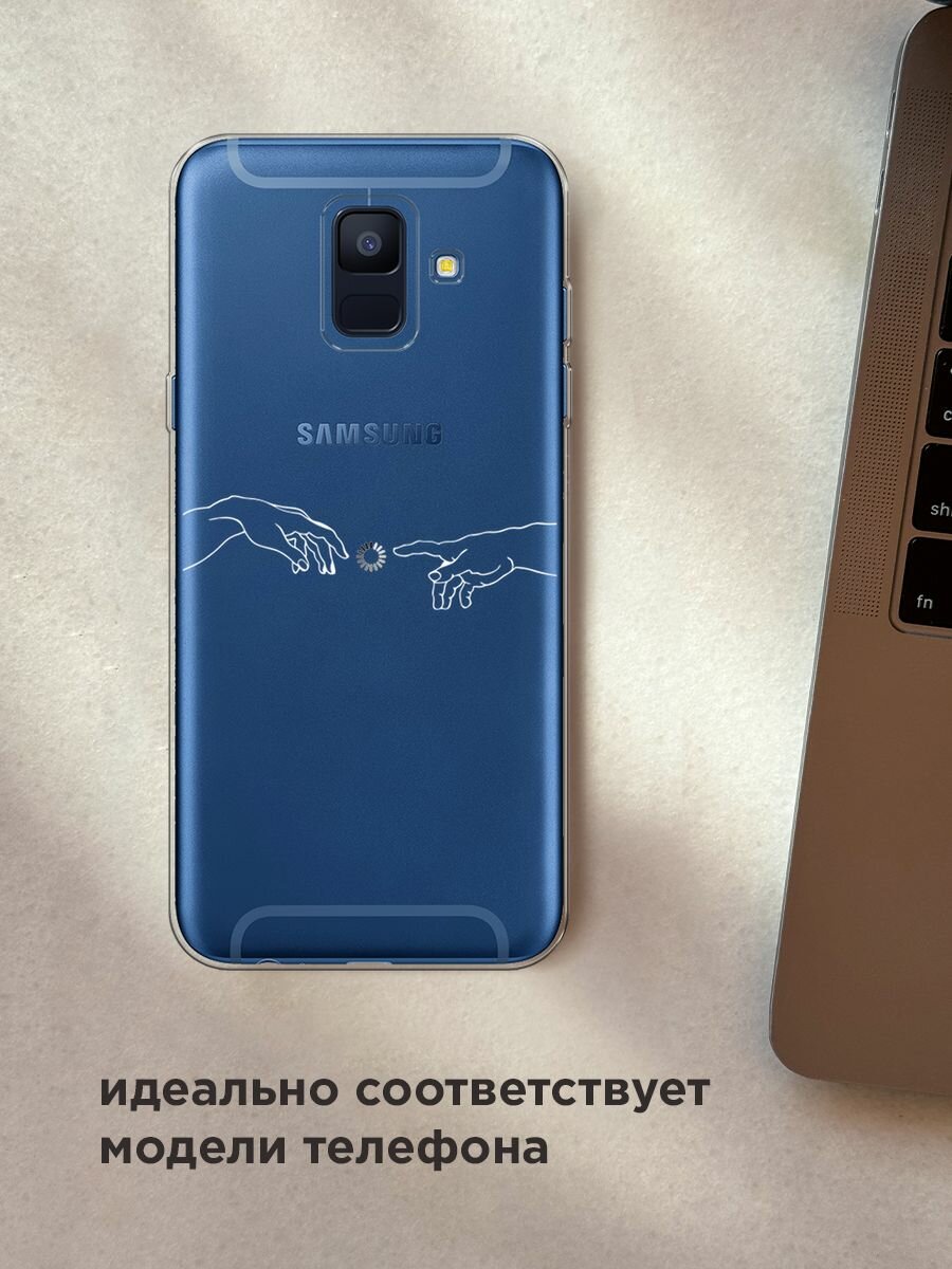 Чехол на Samsung Galaxy A6 / Самсунг Галакси А6 с принтом "Загрузка творения", прозрачный — фото 1
