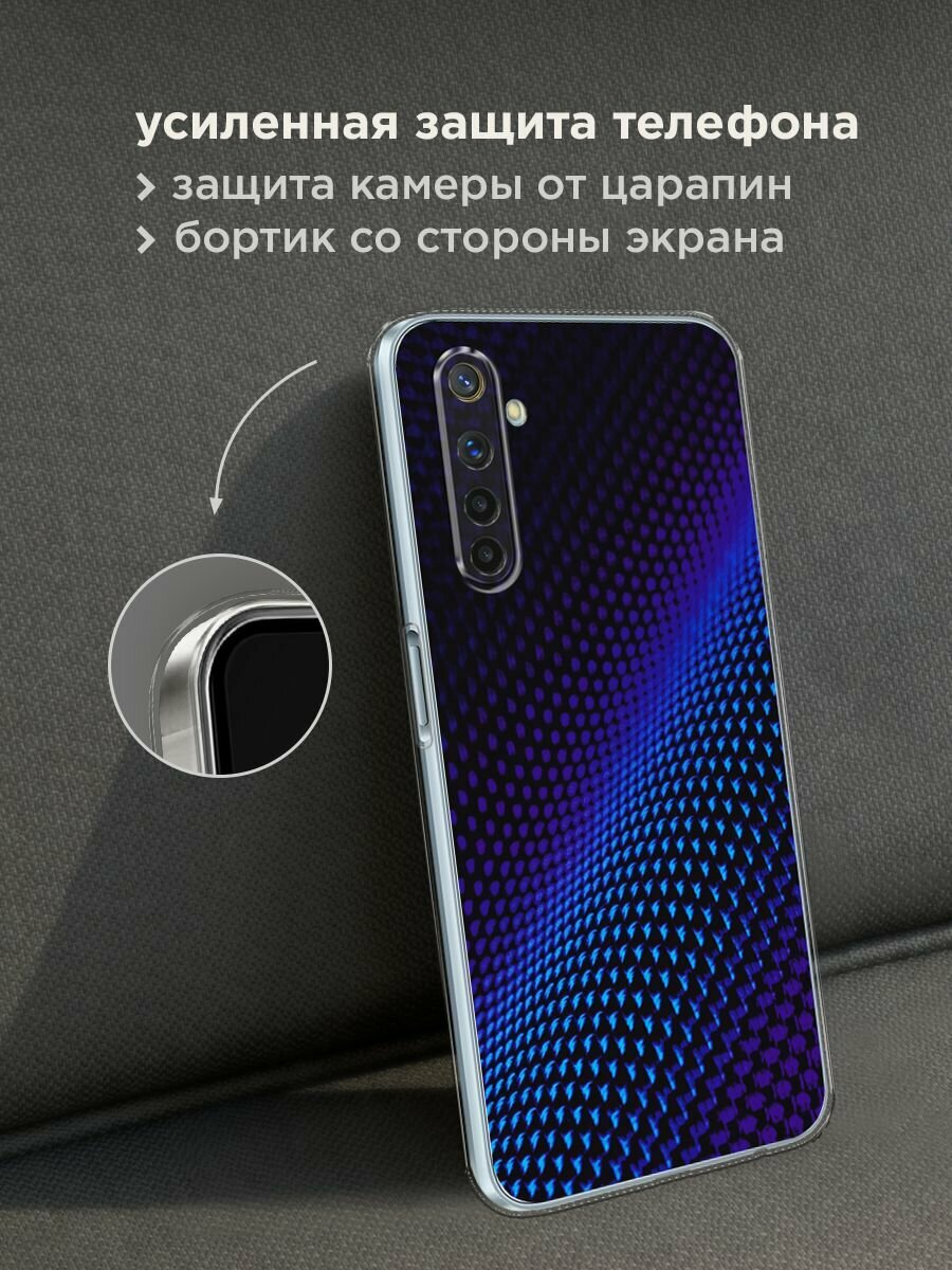 Силиконовый чехол на Realme 6 / Реалми 6 с принтом "Синий карбон" — фото 1