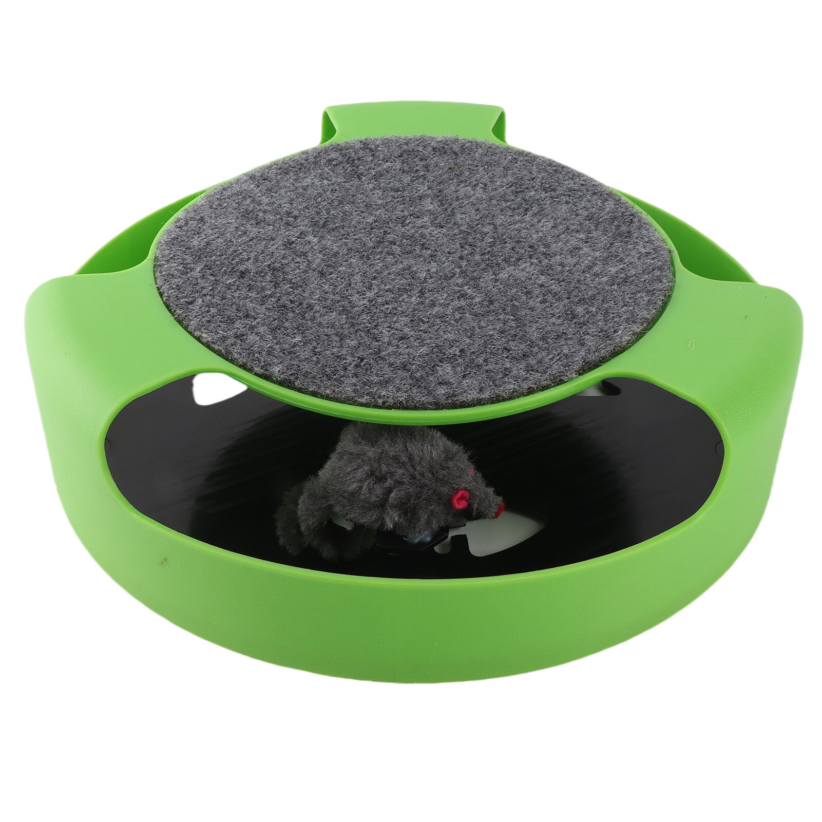 Интерактивная игрушка-головоломка «Поймай мышку» для кошек и котят, вращающаяся игрушка для погони за мышкой с когтеточкой, зеленого цвета, без цветной коробки.