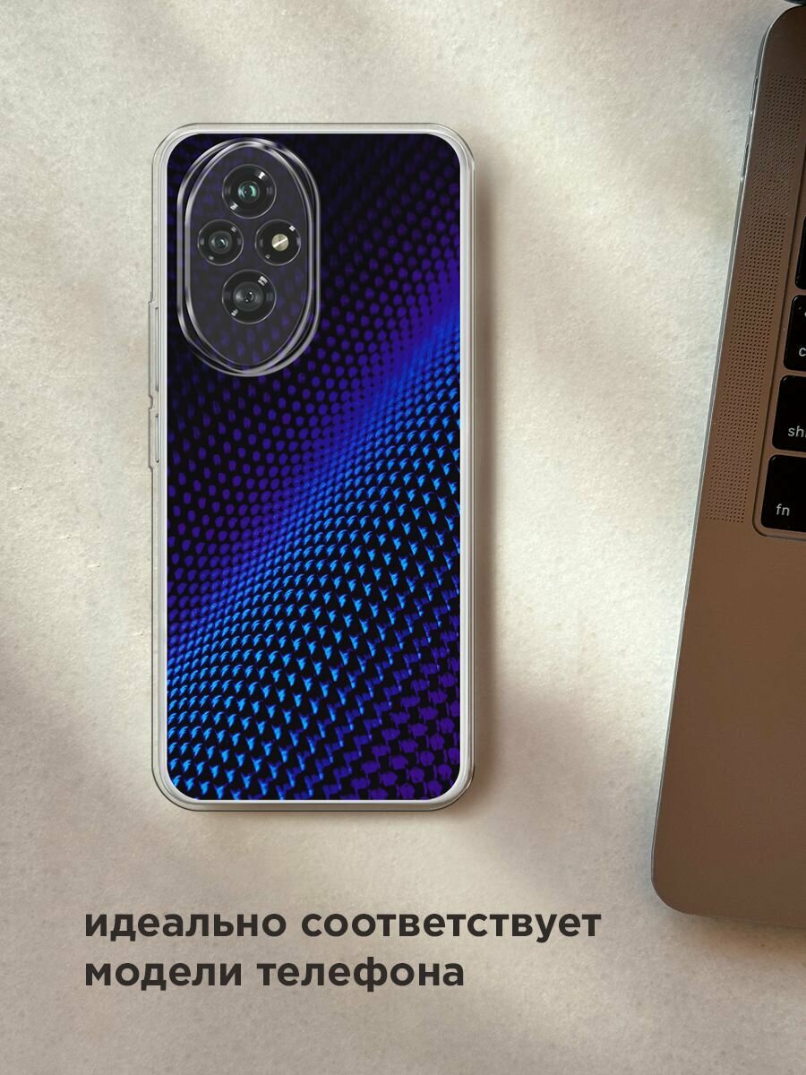 Силиконовый чехол на Honor 200 / Хонор 200 с принтом "Синий карбон" — фото 1