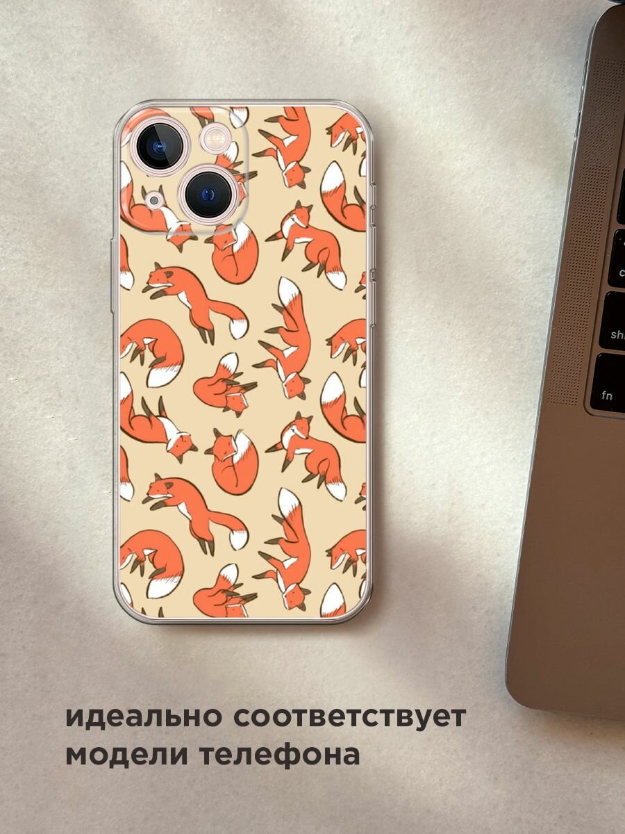 Чехол на Apple iPhone 13 mini / Айфон 13 мини с принтом "Лисички фон" — фото 1