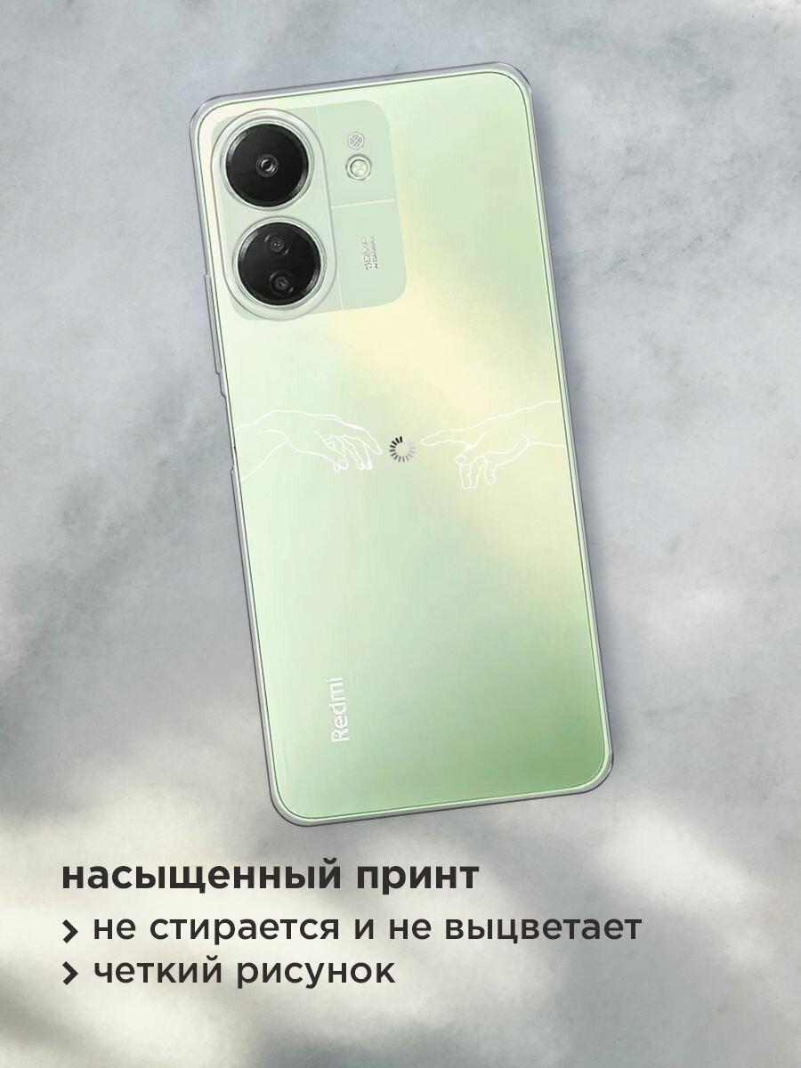 Чехол на Xiaomi Redmi 13C/Poco C65 / Сяоми Редми 13C/Поко С65 с принтом "Загрузка творения", прозрачный — фото 1