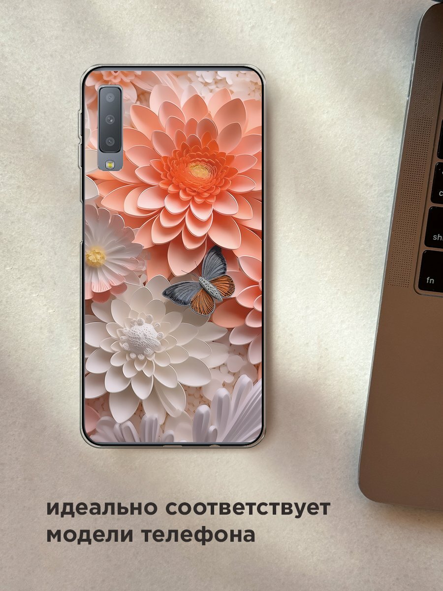 Чехол на Samsung Galaxy A7 2018 / Самсунг Галакси А7 2018 с принтом "Бумажные цветы" — фото 1