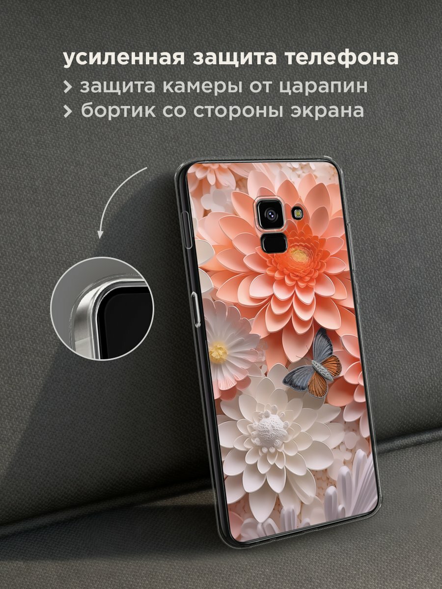 Чехол на Samsung Galaxy A8 + / Самсунг Галакси А8 Плюс 2018 с принтом "Бумажные цветы" — фото 1