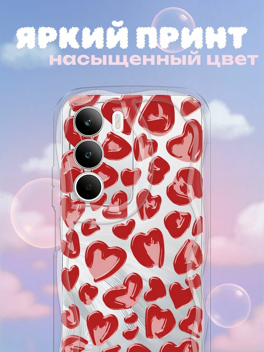 Чехол на Realme C71/P3 Lite 4G / Реалми С71/P3 Лайт 4G/P3 Лайт 4G с принтом Множество красных сердец — фото 1