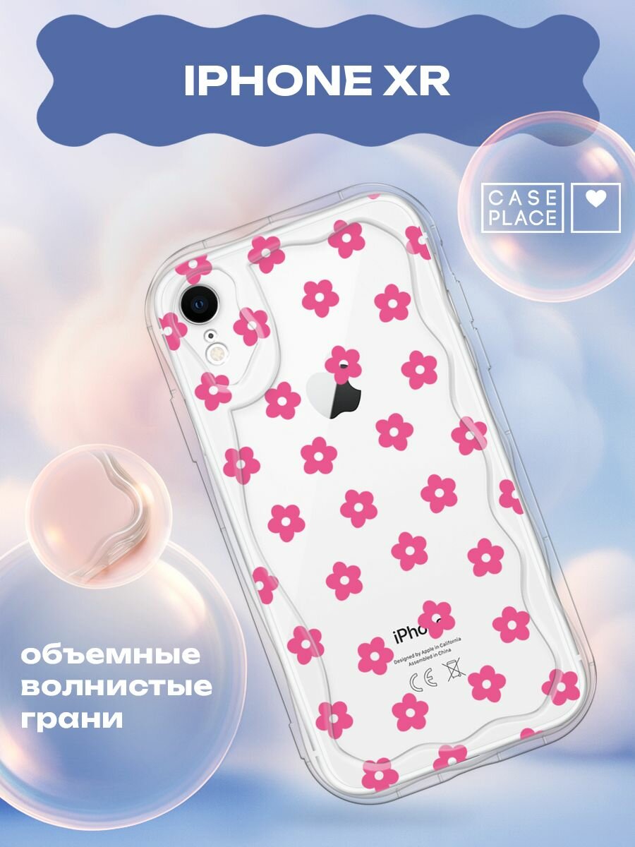 Чехол на Apple iPhone XR / Айфон XR с принтом "Розовые цветы паттерн"