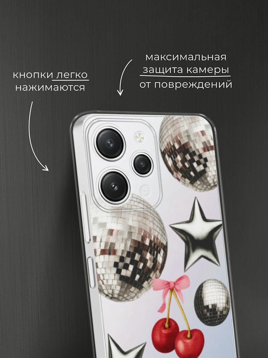 Чехол на Xiaomi Redmi 12 / Сяоми Редми 12 с принтом "Стильная подборка", прозрачный — фото 1