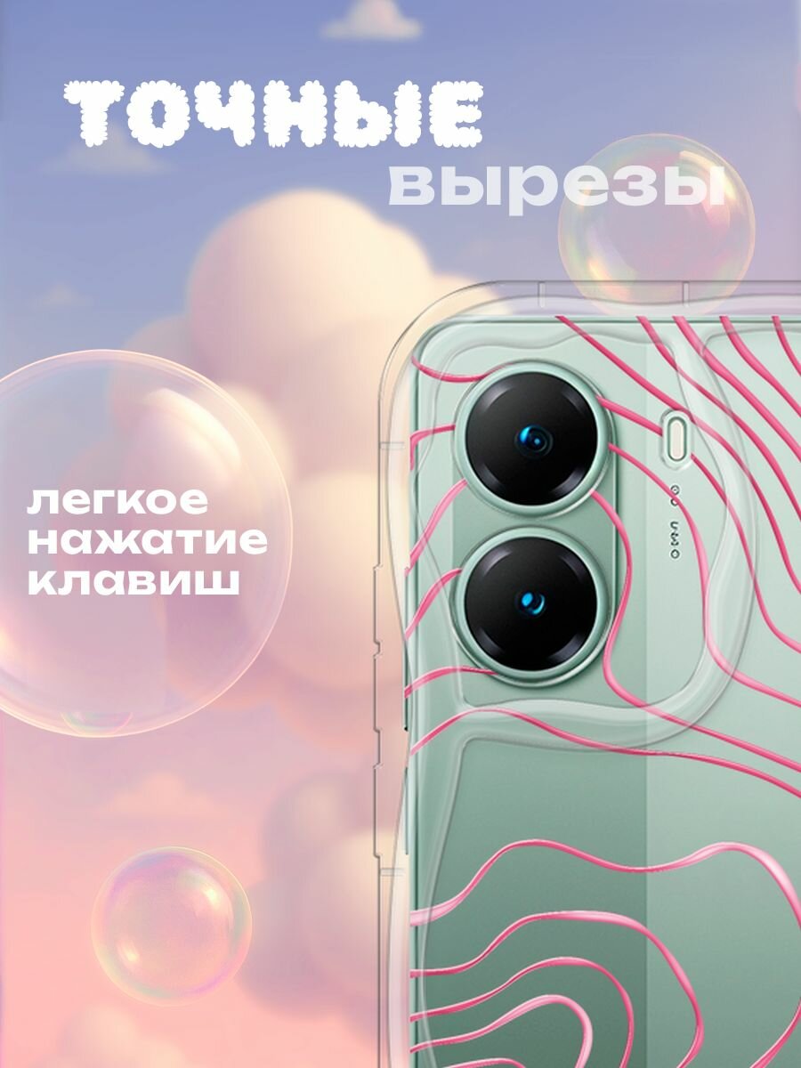 Чехол на Poco X7 Pro / Поко x7 pro с принтом Розовые волны, прозрачный — фото 1