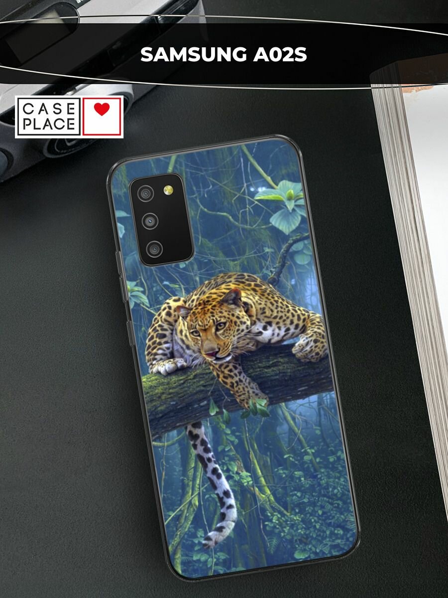 Чехол на Samsung Galaxy A02s / Самсунг Галакси A02s с принтом "Леопард охотник"