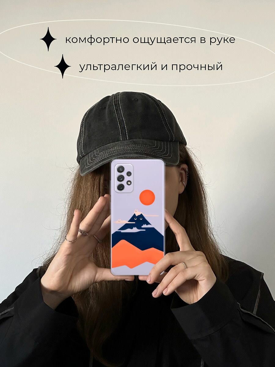 Чехол на Samsung Galaxy A73 / Самсунг Галакси А73 с принтом "Кот-гора", прозрачный — фото 1