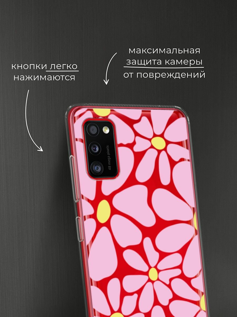 Чехол на Samsung Galaxy A41 / Самсунг Галакси А41 с принтом "Розовые лепестки 2", прозрачный — фото 1