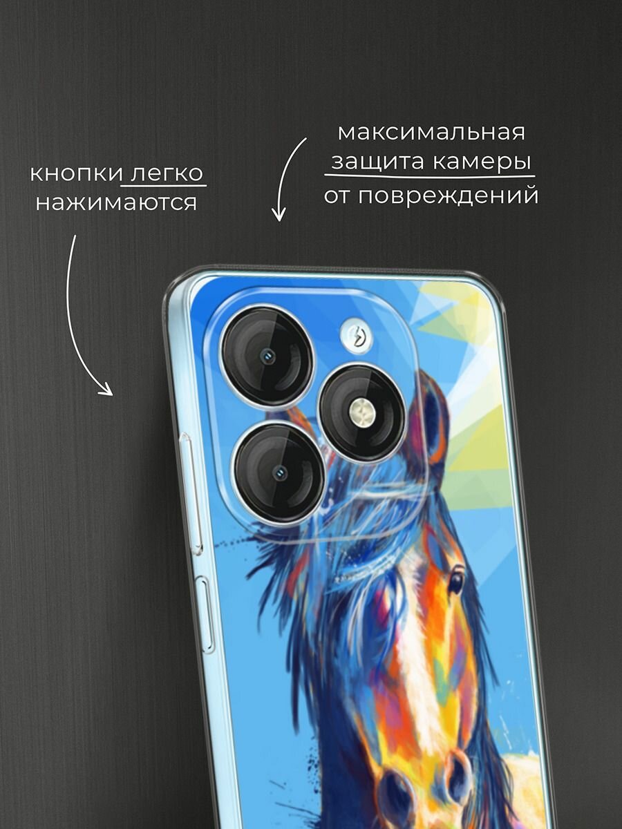 Силиконовый чехол на Itel P55 / Ител Р55 с принтом "Лошадь арт 3" — фото 1