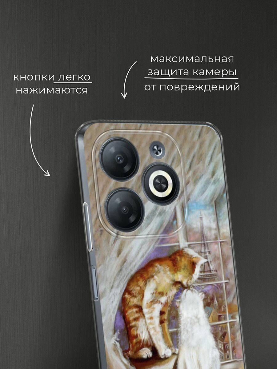 Чехол на Infinix Smart 8/8 HD/HOT 40i / Инфиникс Смарт 8/8 HD/HOT 40i с принтом "Влюбленные котики 1" — фото 1