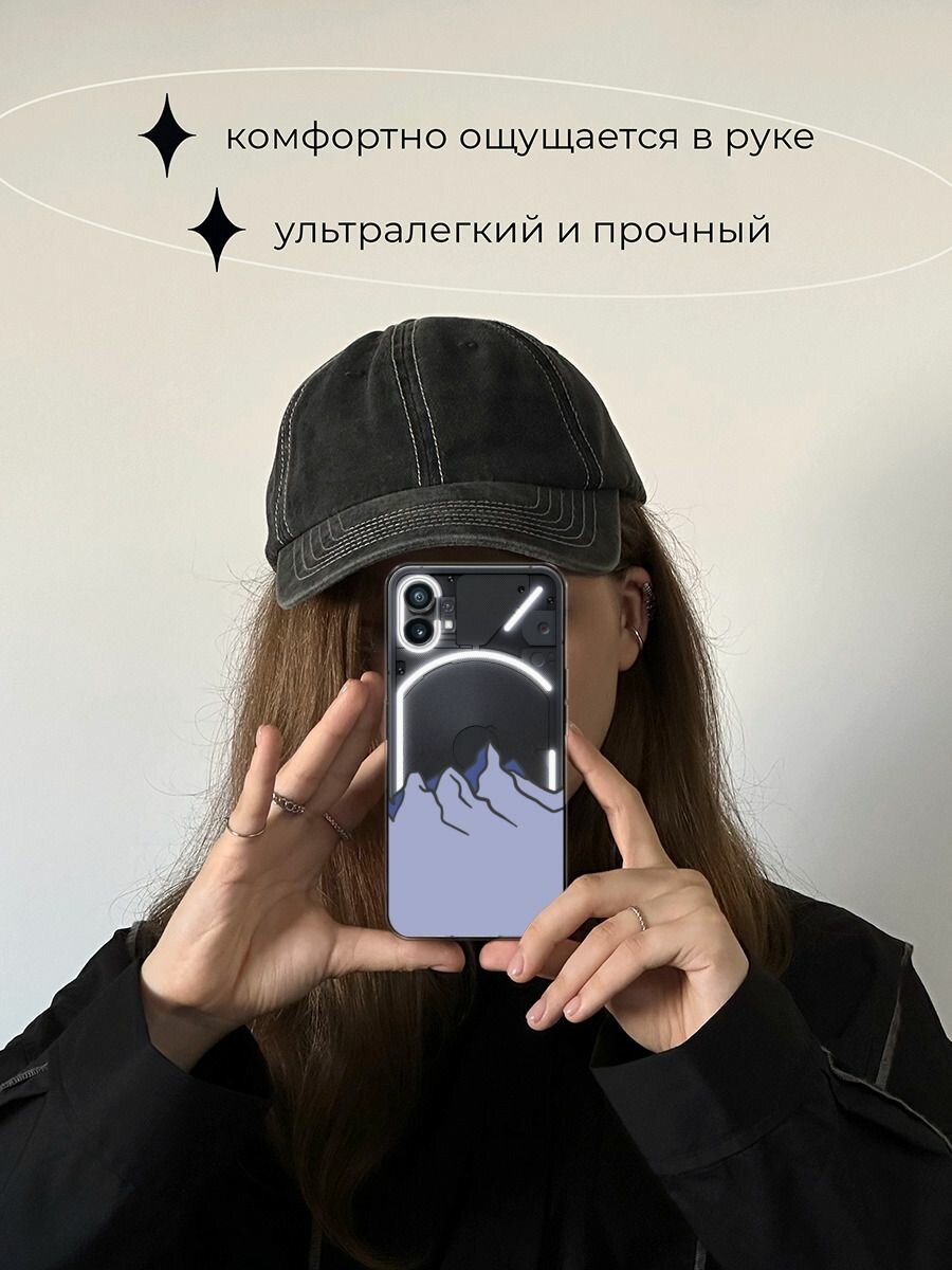 Чехол на Nothing Phone 1 / Нафинг Фон 1 с принтом "Гора", прозрачный — фото 1