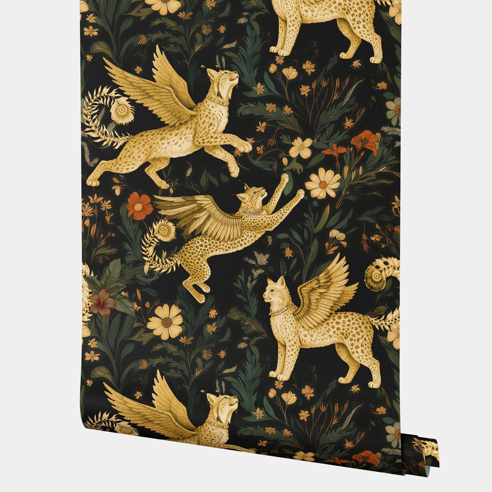 Самостоятельно клеящиеся обои Eovna, мифические крылатые леопардовые цветочные обои