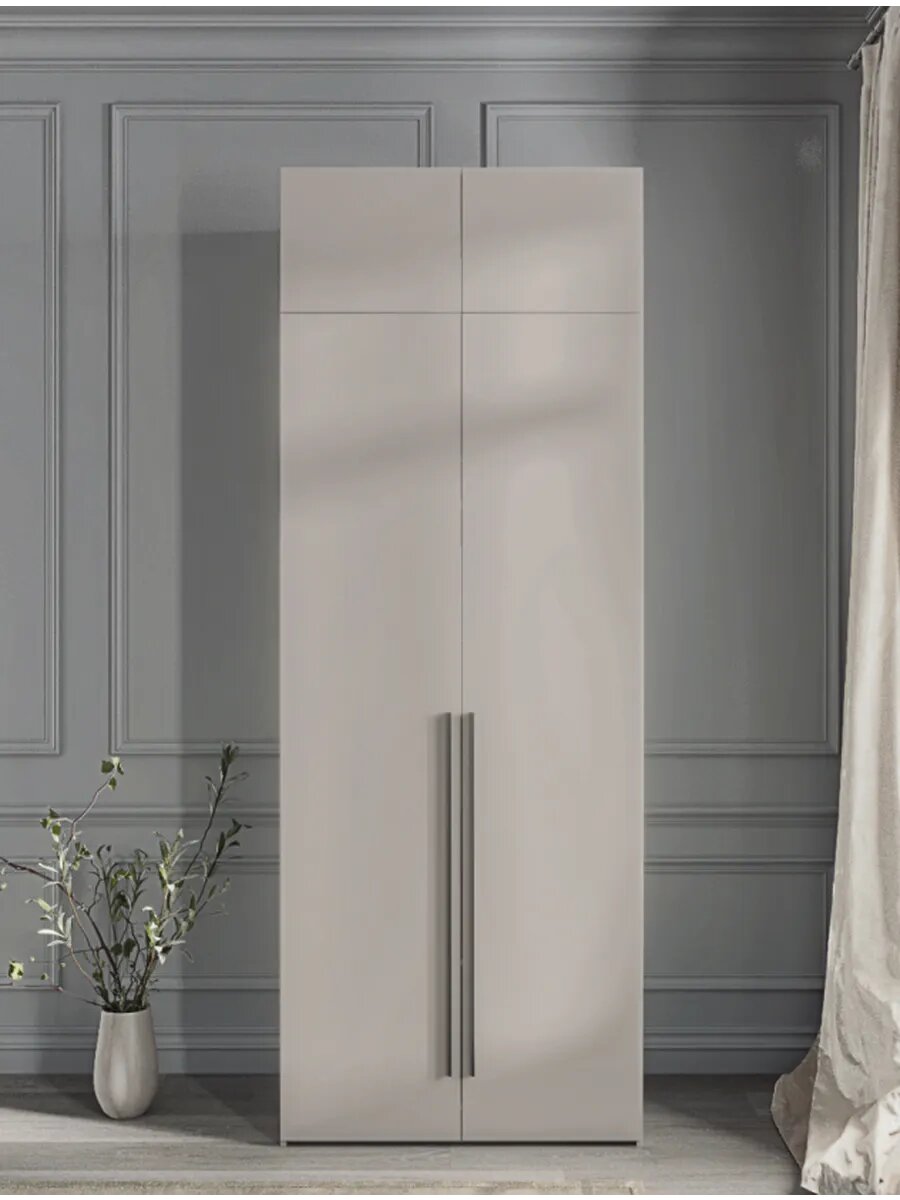 Casa Mia 90х250х65 см. Шкаф для одежды распашной 2-дверный с антресолью, кашемир, ручка скоба 960 мм