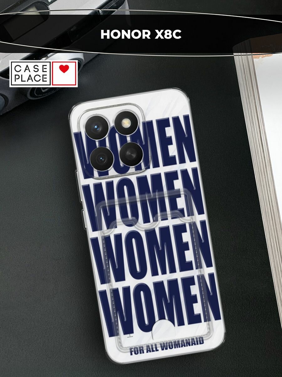 Чехол на Honor X8c (Хонор X8c) с картой и принтом woman blue