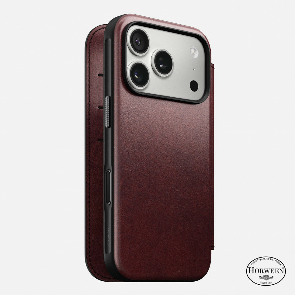 Кожаный чехол-книжка Nomad Modern Horween Leather Folio для iPhone 17 Pro Limited Edition: Burgundy Chromexcel