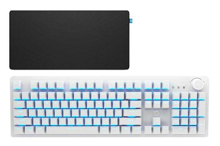 Комплект клавиатуры и мыши HP K10G Ice Blu-ray + HP Original Mouse Pad, белый, 5808584