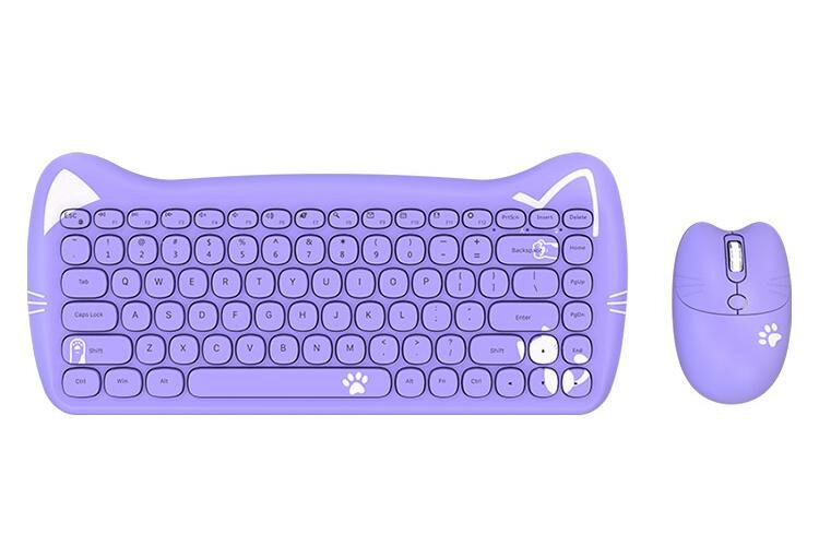 Комплект клавиатура и мышь AJAZZ, purple, беспроводные, современный дизайн