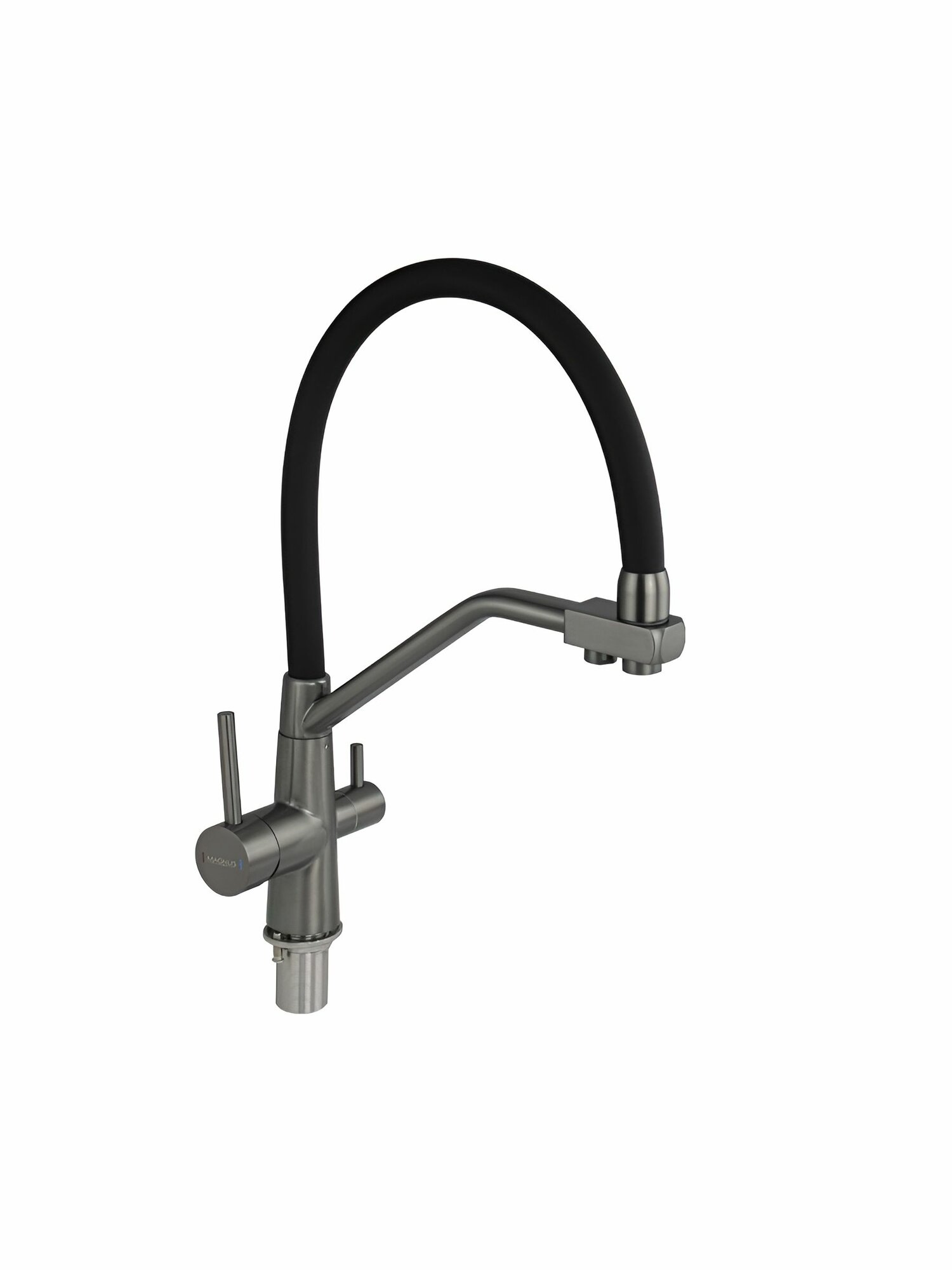 MAGNUS - Смеситель для кухни с гибким чёрным изливом под фильтр, цвет графит 91113