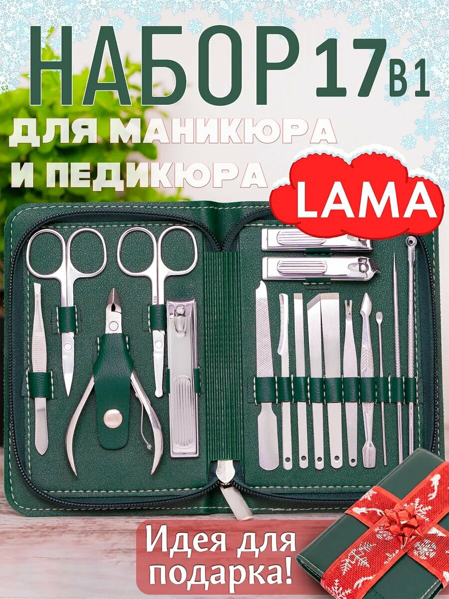 Набор для маникюра, медицинская сталь, подарочная упаковка, 17 предметов
