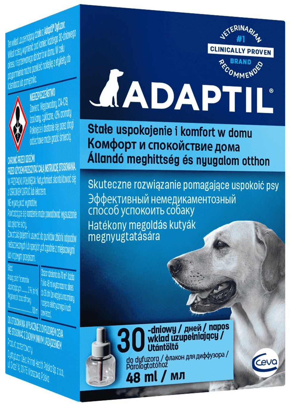 Успокоительное для собак и щенков феромон Ceva Адаптил, сменный блок 48 мл