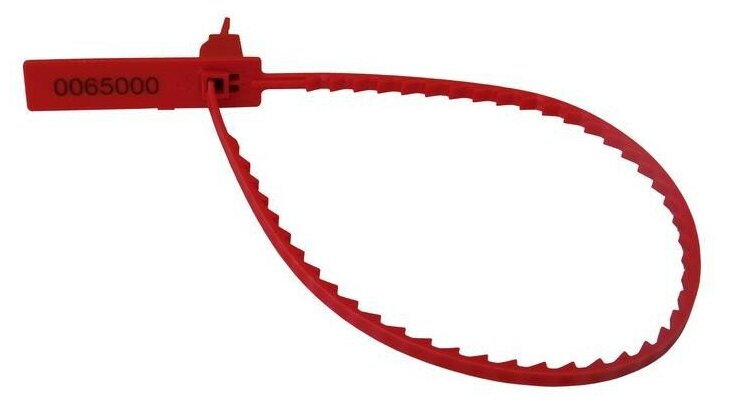 Пломба пластиковая номерная, одноразовая, 200мм, красные, узк.40шт/уп