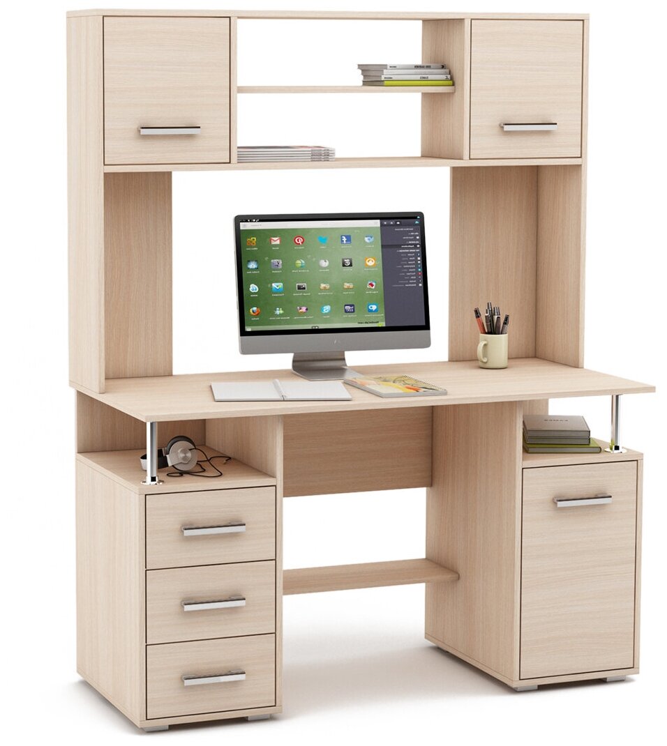 Стол компьютерный, стол письменный Амбер (Реал) 19 Дуб молочный