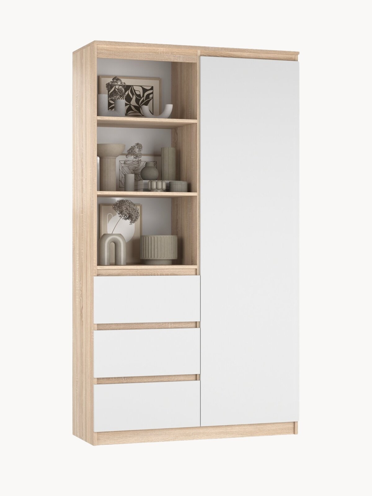 Шкаф распашной с выдвижными ящиками Мебель на Руси "Челси" 100х180х380 Дуб сонома / белый