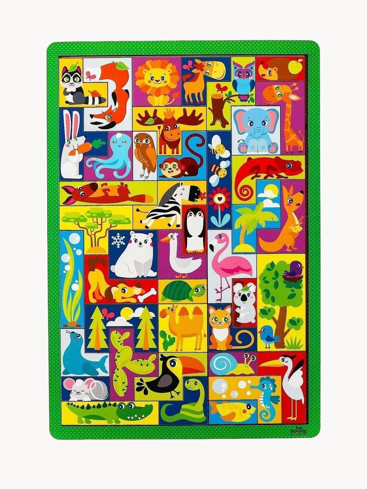 Головоломка тетрис деревянный "Изучаем животных", 43 детали, 19,5х28,5 см, Лесная мастерская