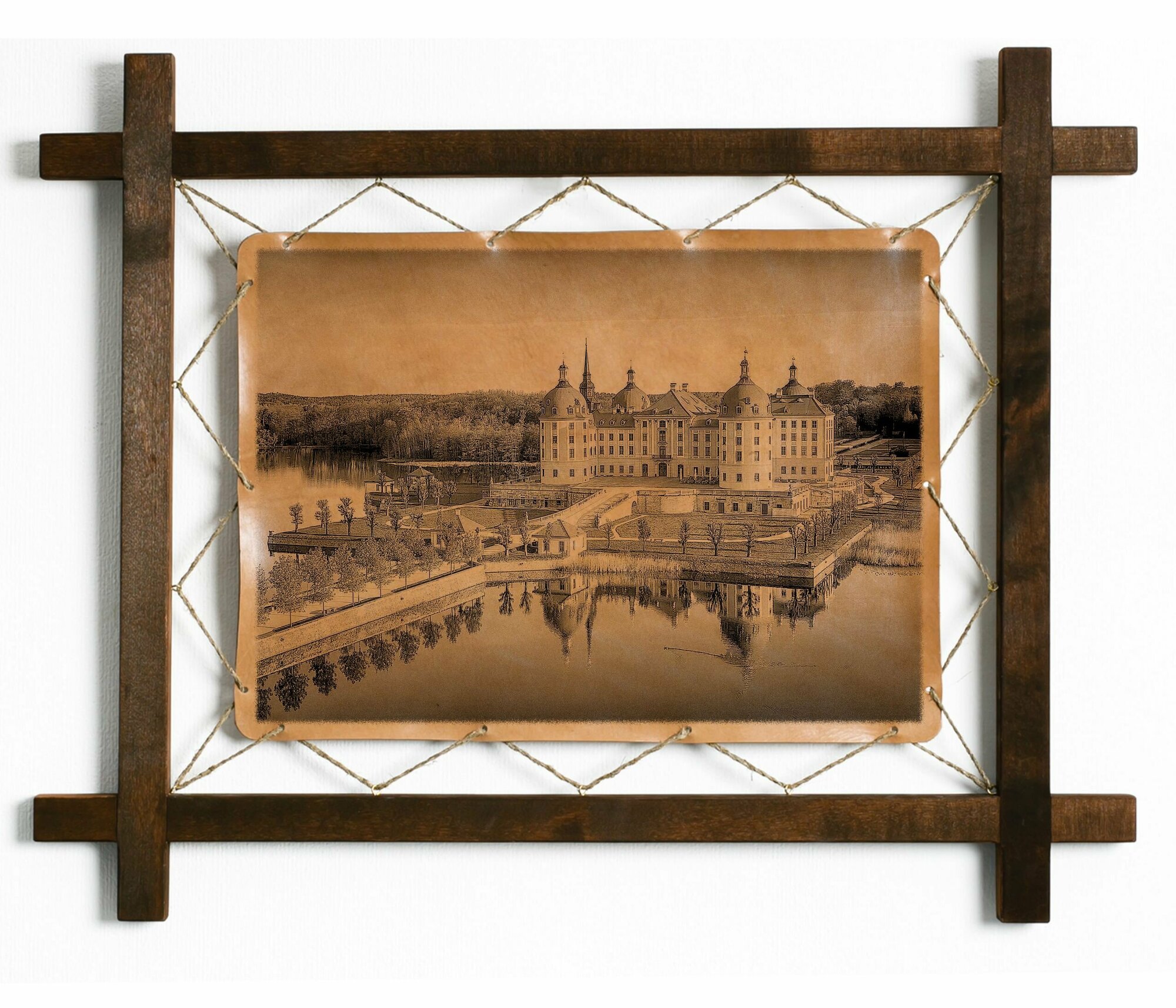 Картина интерьерная из кожи "Замок Морицбург, Германия", BoomGift