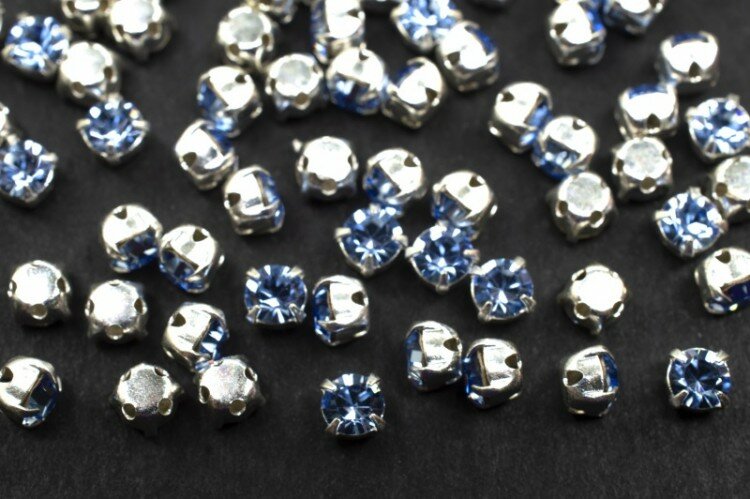 Шатоны Preciosa Maxima 4мм в оправе, цвет light sapphire DF/silver, 63-104, 10шт