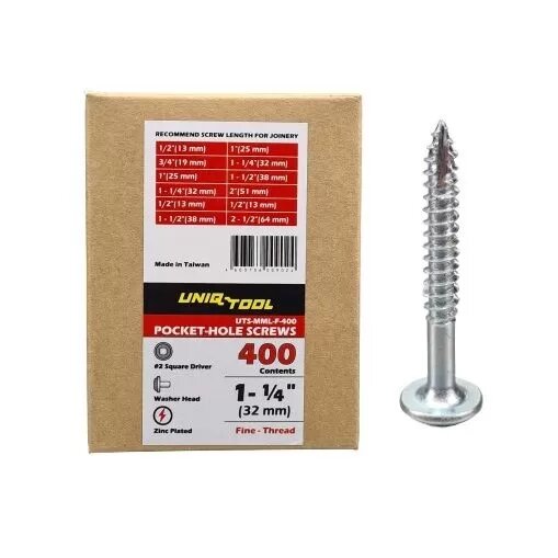 Саморезы UT оцинков. MAXI-LOC 1-1/4" (32мм) (шаг 1мм) упак. 400шт. Uniqtool UTS-MML-F-400