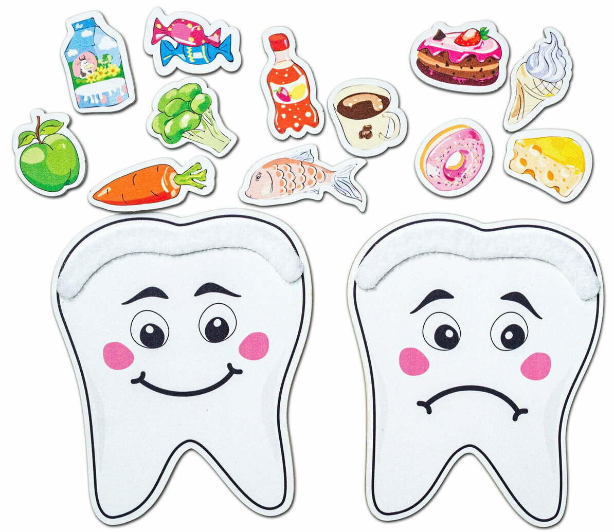 Игровой набор на липучках Smile Decor "Наши зубки", обучение детей правилам ухода за зубами