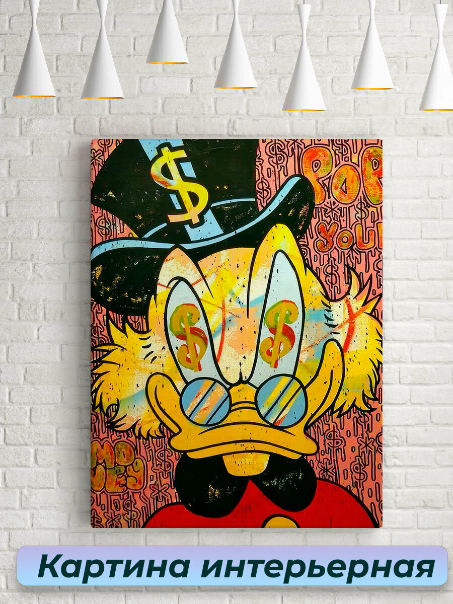 Картины для интерьера 40х60 Скрудж доллары мульт