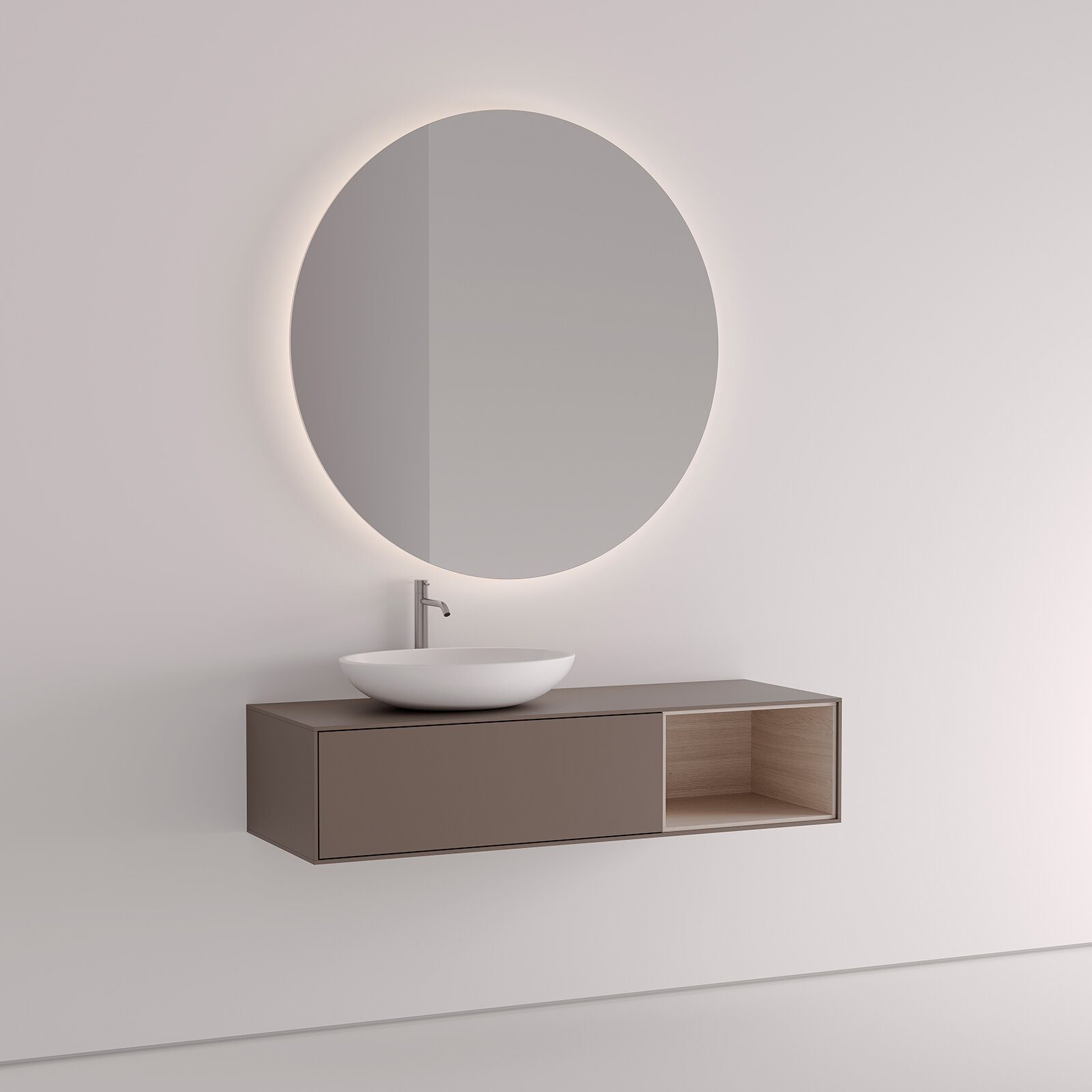 Дизайнерская тумба под 2 раковины 130 см. Vivomobili GRIGIO LONDRA