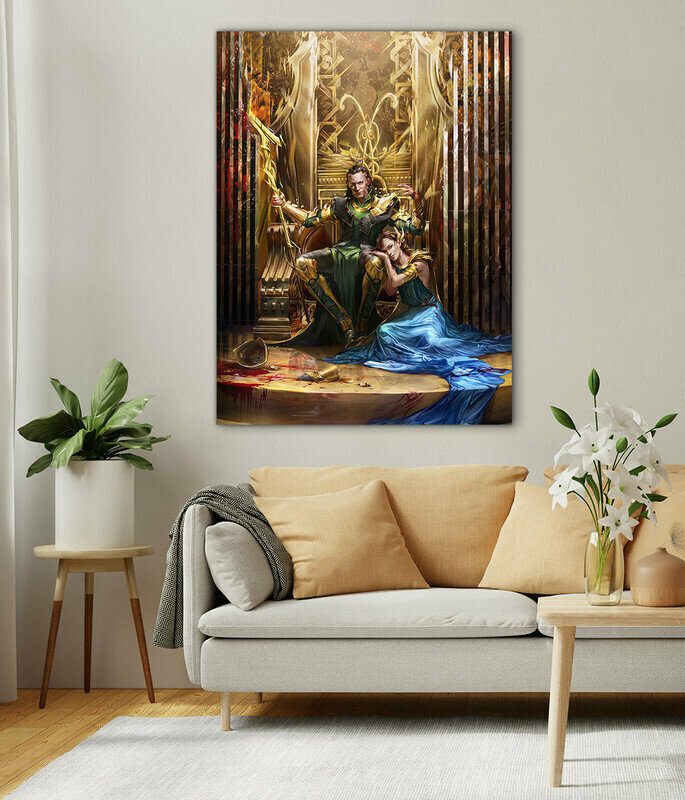 Интерьерная картина на холсте "Локи на троне - арт" размер 22x30 см