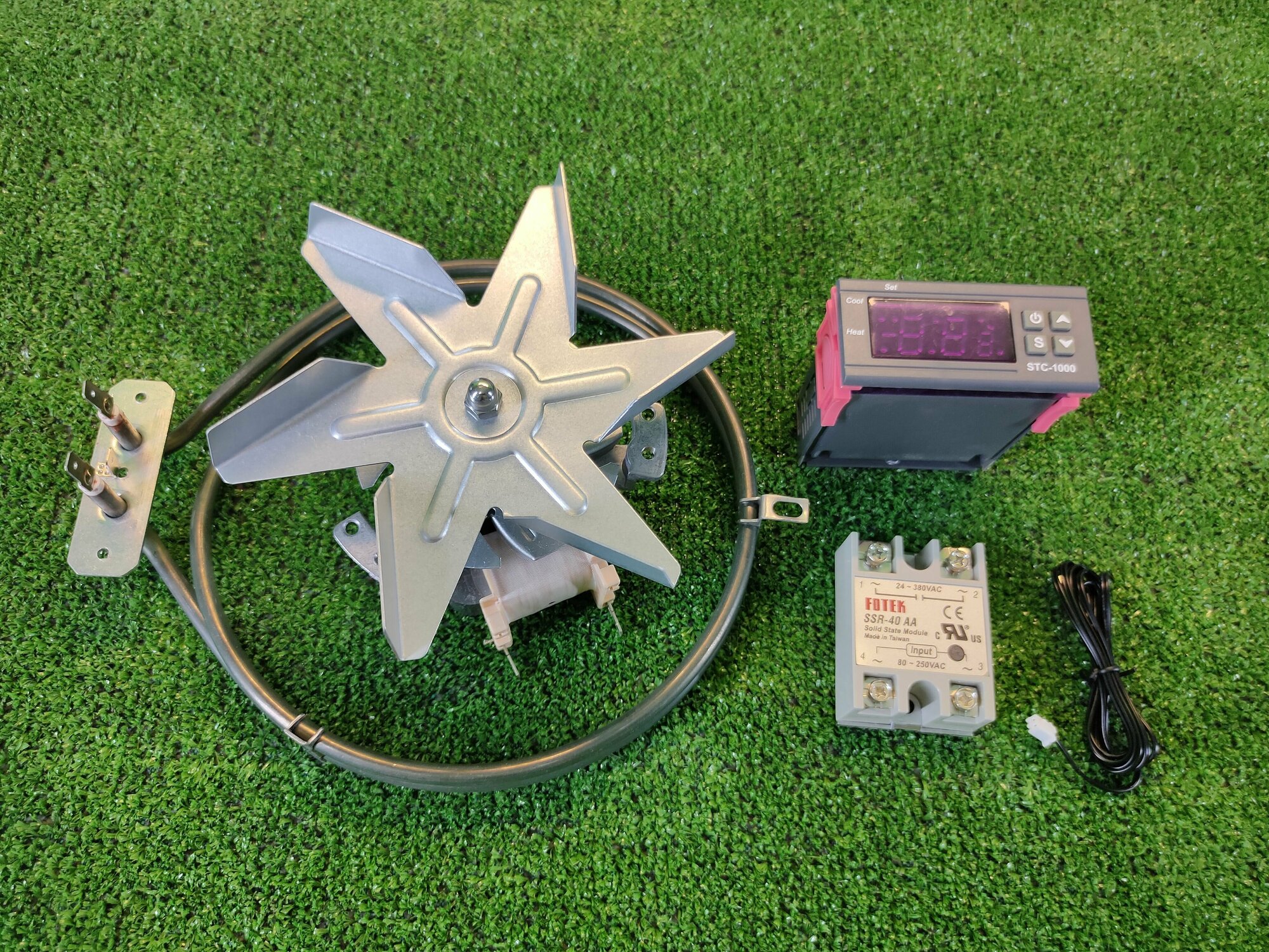 Набор конвекции коптильни №9. Вентилятор ось 25мм, STC1000, ТЭН 2кВт, твердотел 8кВт