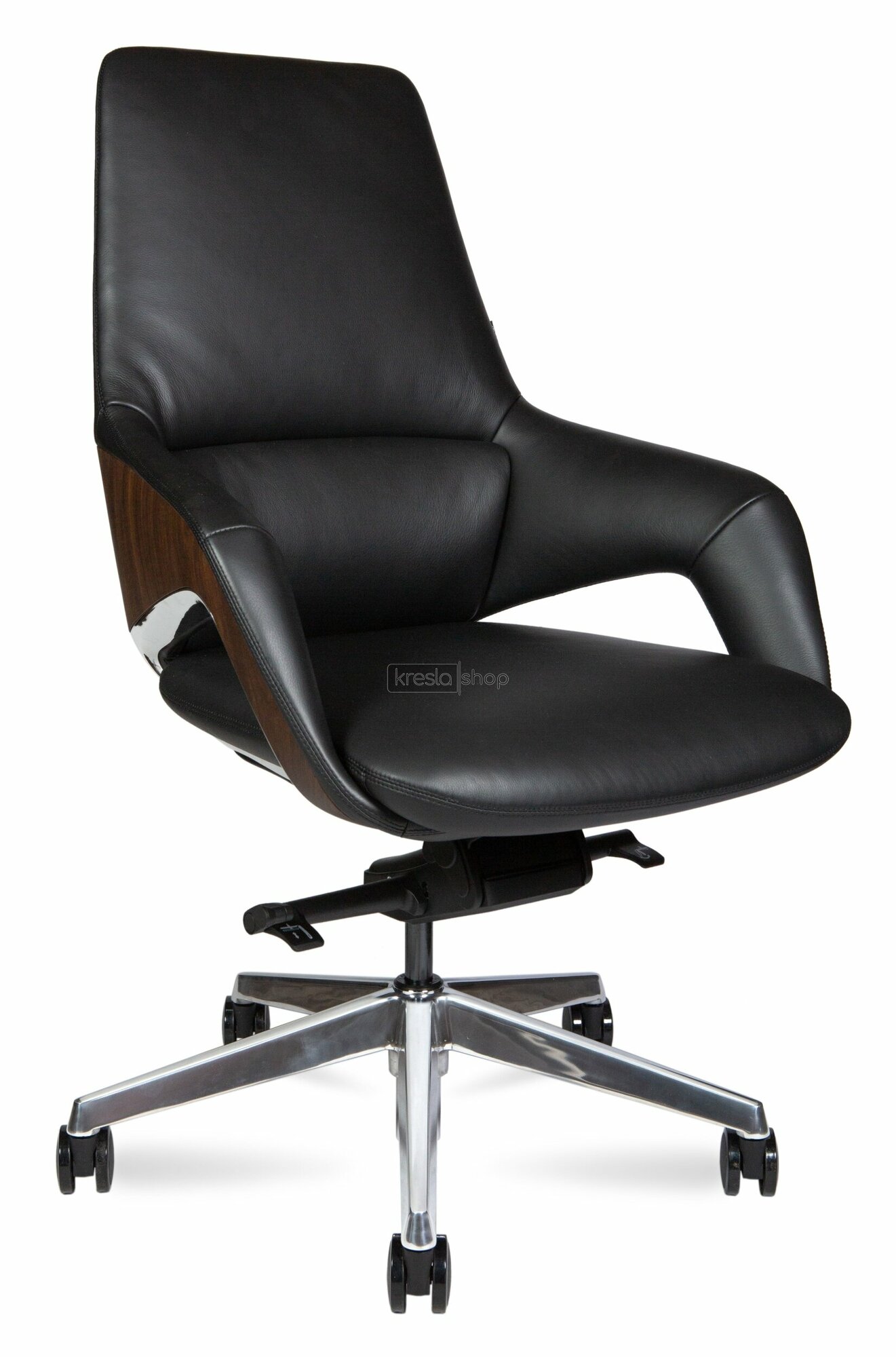 Кресло для персонала Norden Шопен LB FK 0005-B black leather черная кожа