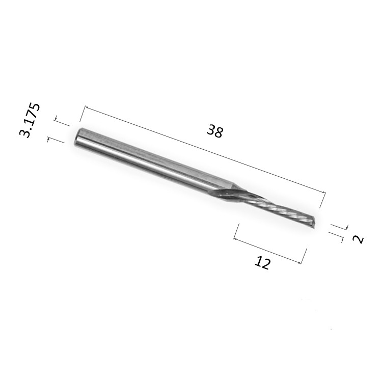 Фреза DJTOL A1LXD3.212 спиральная однозаходная стружка вниз (по акрилу (оргстеклу), дереву, композиту (АКП))