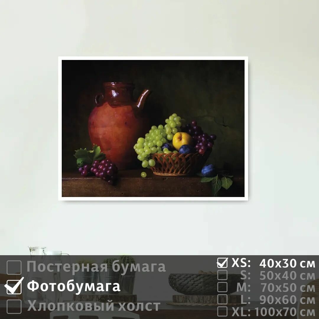 Постер на фотобумаге Кувшин С Фруктами В Корзинке 40х30 см ПолиЦентр