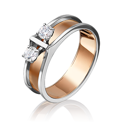 Кольцо PLATINA, комбинированное золото, 585 проба, фианит