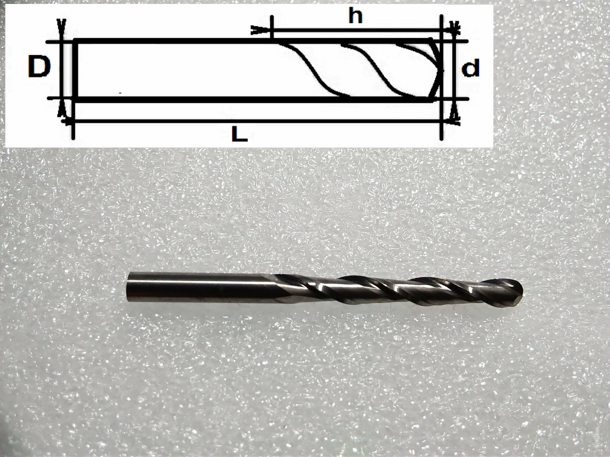 Спиральная двухзаходная сферическая (для 3D) SLQ3.22, d-3.175/ h-22/ D-3.175/ L-42. X series для чпу станка