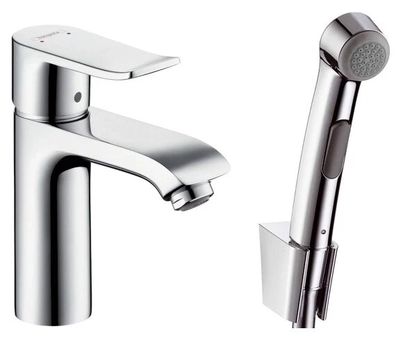 Смеситель для раковины 110 с гигиеническим душем Hansgrohe Metris 31285000