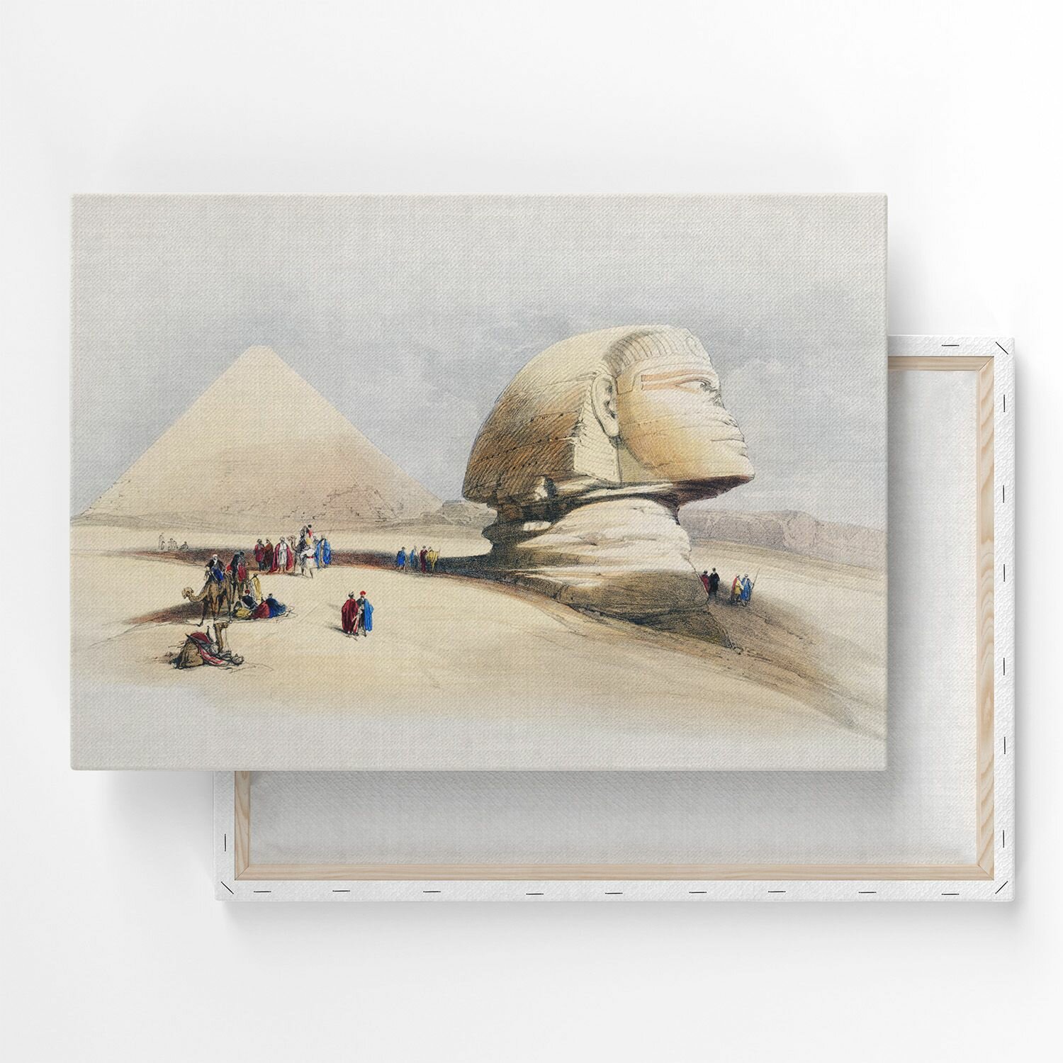 Картина на холсте, репродукция / Дэвид Робертс - The Great Sphinx Pyramids of Gezeeh / Размер 40 x 53 см