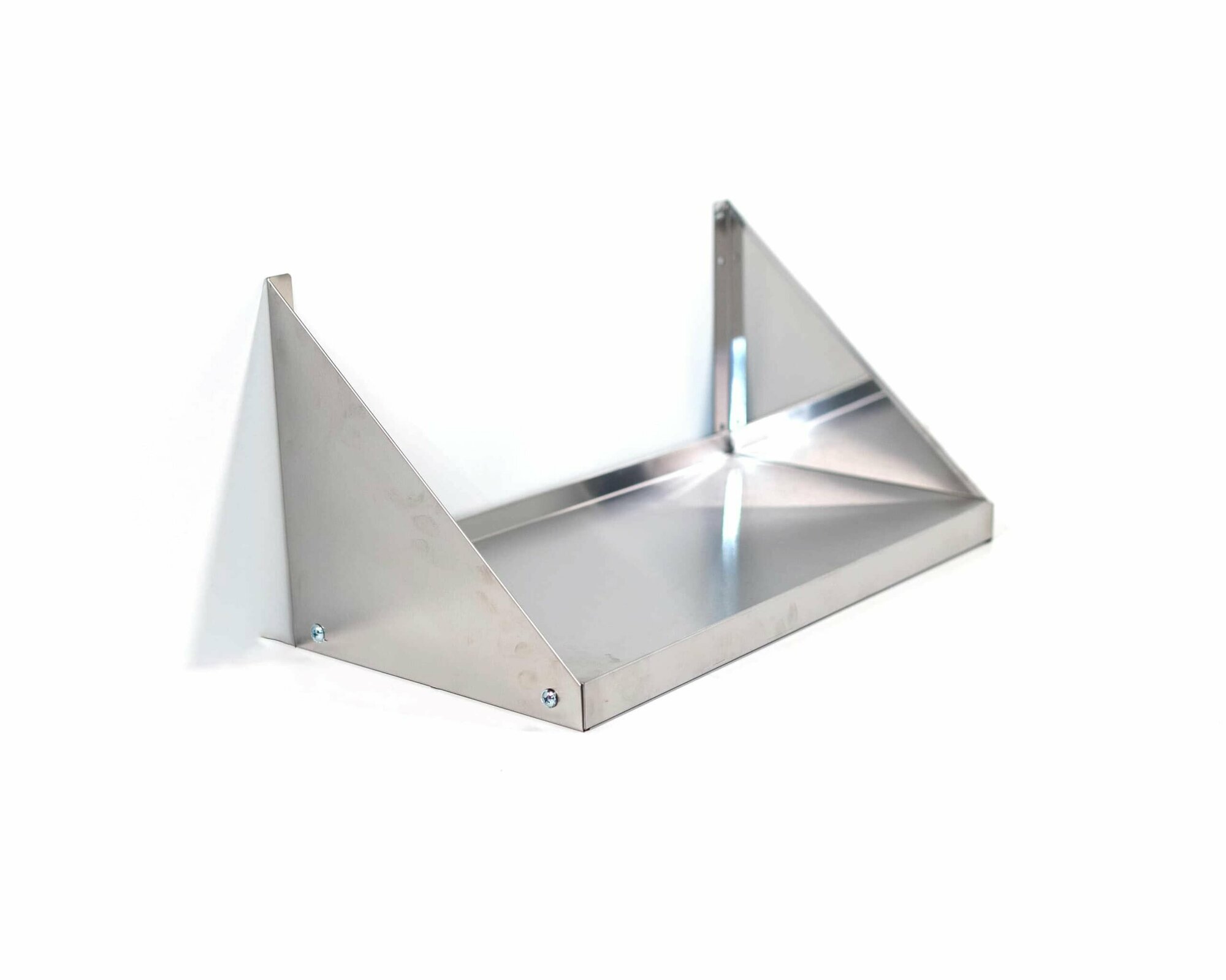 Полка кухонная 400*300*300 открытая настенная одинарная, выполнена из нержавеющей стали марки AISI 430, толщиной 0,8 мм. Крепление форма "косынка"